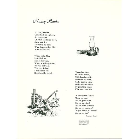 None and/or Unknown | Other | Nancy Hanks Rosemary Benet 97s Poem Retro ...